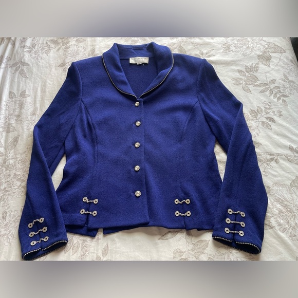 St. John | Jackets & Coats | St John Evening Blue Embellished Santana ...